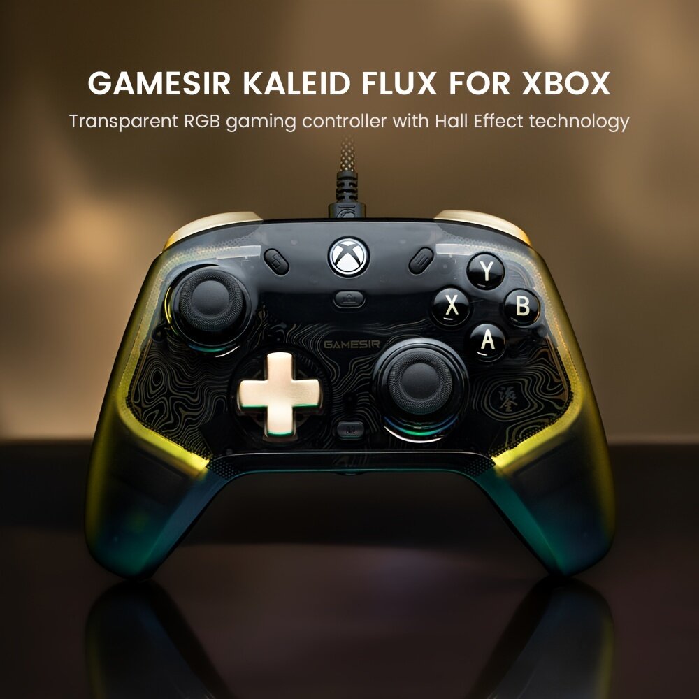 GameSir Kaleid Flux улучшенный проводной контроллер для Xbox, RGB-подсветка и джойстик на эффекте Холла, совместимый с Xbox Series X|S, Xbox One, ПК на Windows 10/11 – официально лицензированный