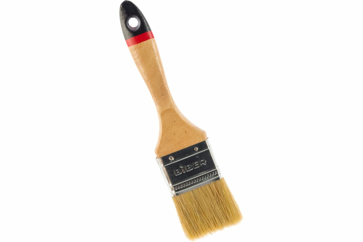 Кисть Суприм Biber 31134 флейцевая плоская кисть с натуральной щетиной, деревянной рукояткой, ширина 50 мм