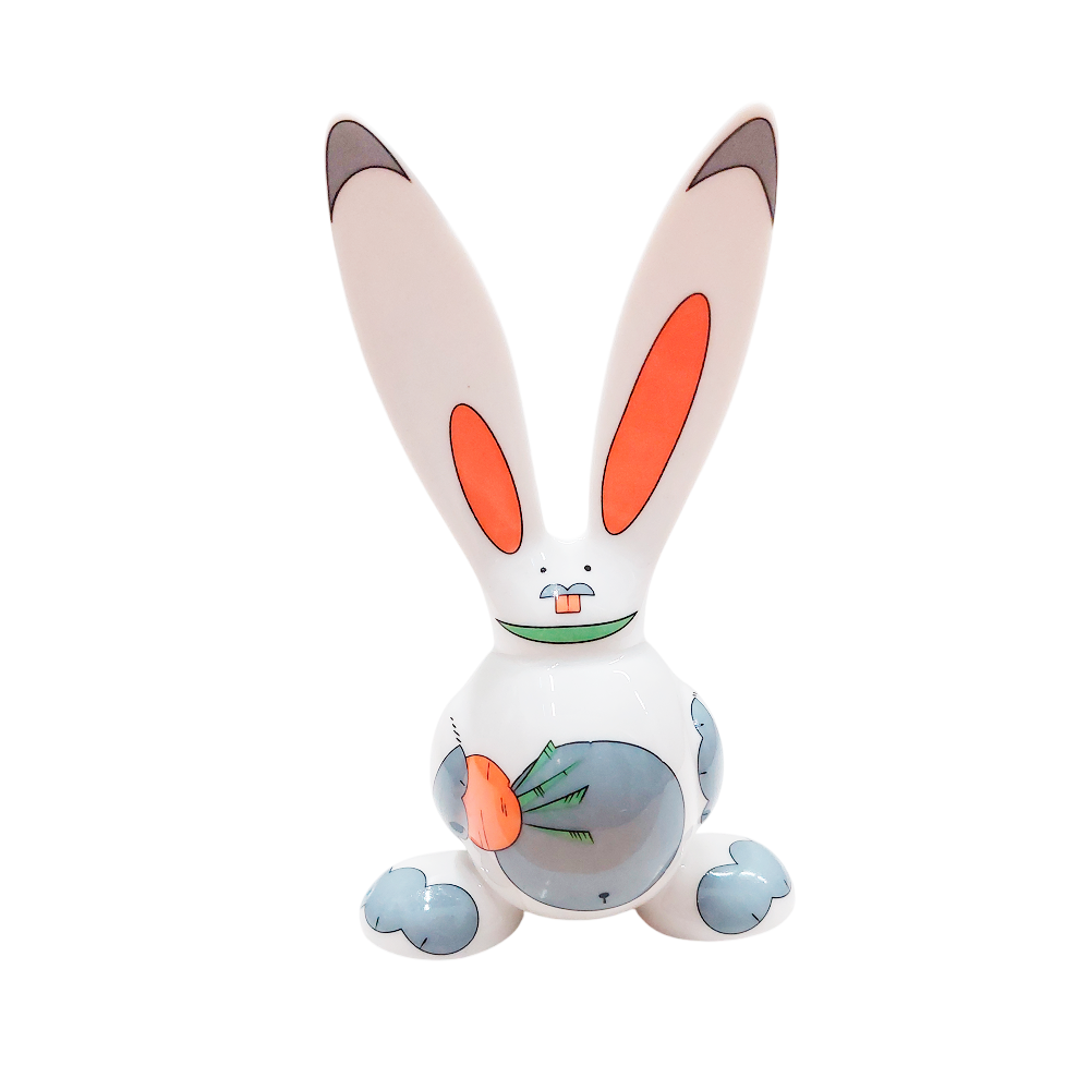 Фарфоровая фигурка ручной работы "Заяц Пружинка"