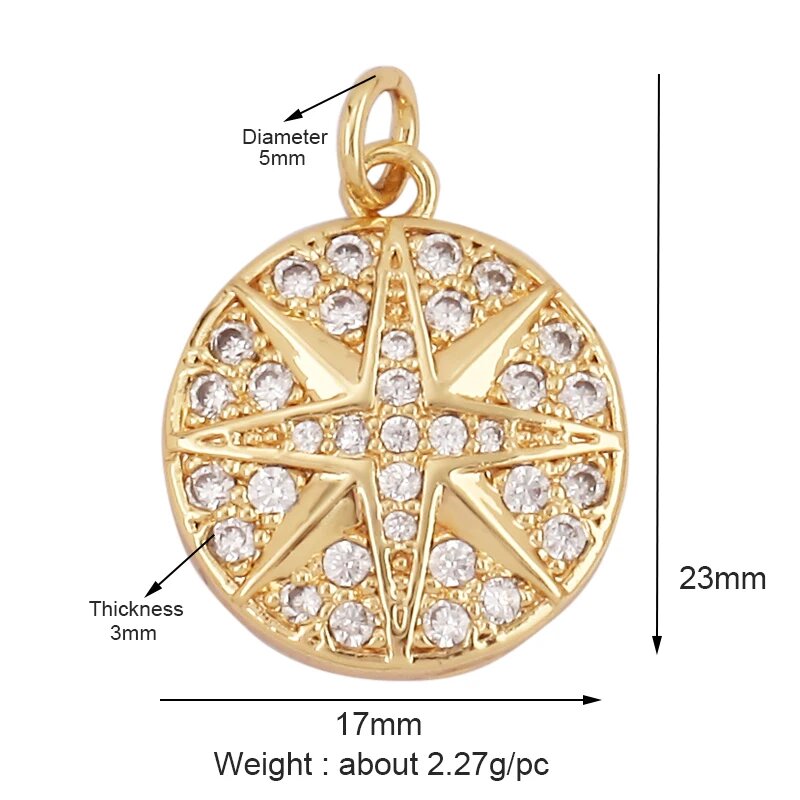 Позолоченная подвеска компас, 23 мм, K312333K2-Gold