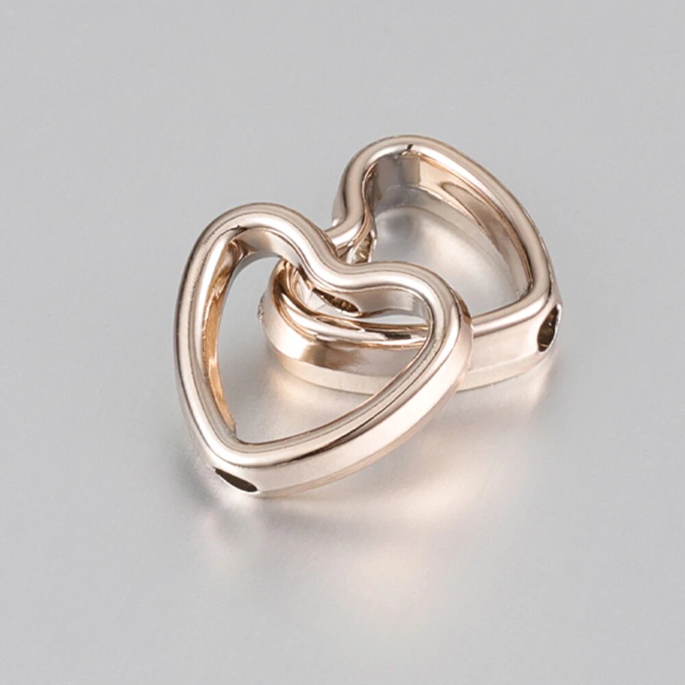 CCB бусины-рамки с сердечками Ailimi, 50 шт. 12mmLove-Rose Gold