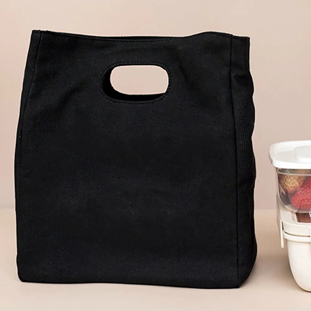 Термальные холщовые сумки для обеда для женщин, сумка-холодильник, изолированный Ланч-бокс, сумка для еды и пикника, обеденные Сумки для работы с узором black