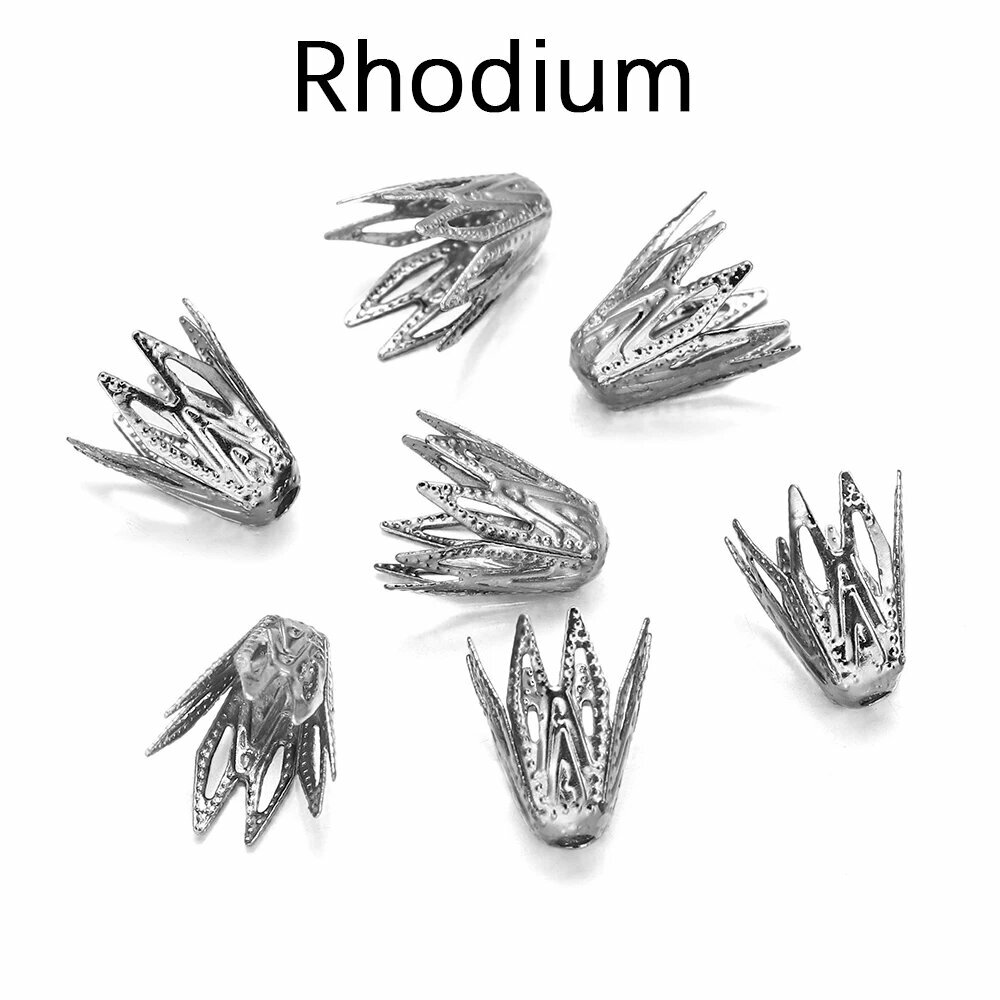 Бусины конусные филигранные Rhodium AGCFABS