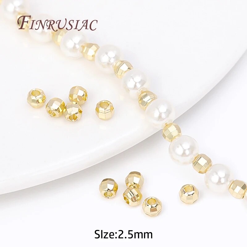 Золотые позолоченные разделительные бусины FINRUSIAC 100 шт 100 PCS, 18K Gold Plated2.5MM