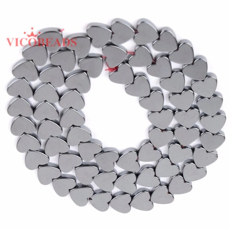 Гематитовые бусины-сердца Verkadebeads 6/8/10 мм Белый, 6mm about 60 pcs, Black