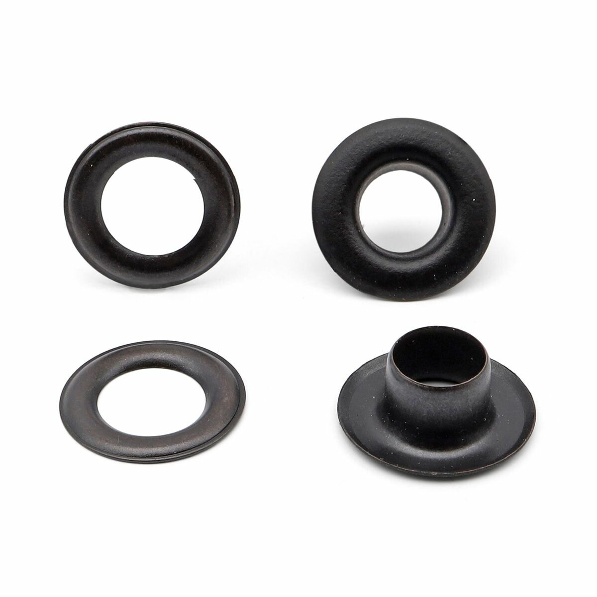 Люверс №5 (d-7,3мм, h-5,41мм) металл, черная резина (уп. 100шт) NEW STAR