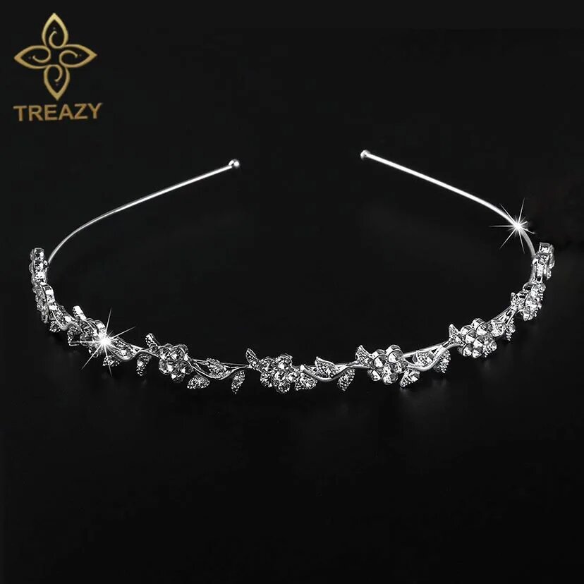 TREAZY Цветочная тиара из кристаллов