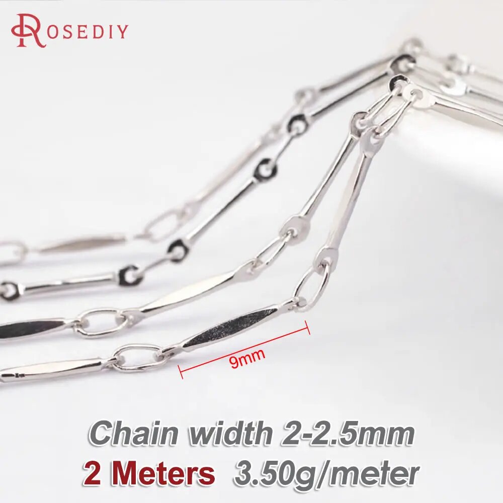 Цепочка 2 метра, ширина 2-2.5 мм, цвет 27186-Rhodium Color