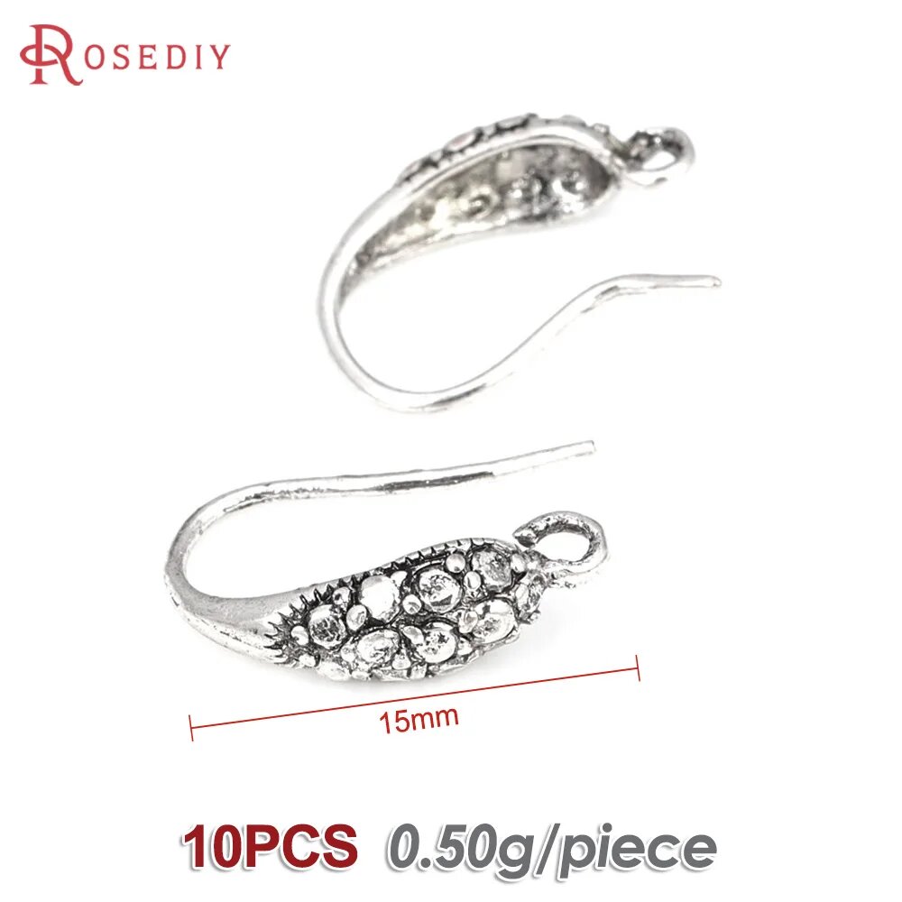 Крючки для сережек Rosediy, латунь, античное серебро, 10 шт. 28034-Antique Silver