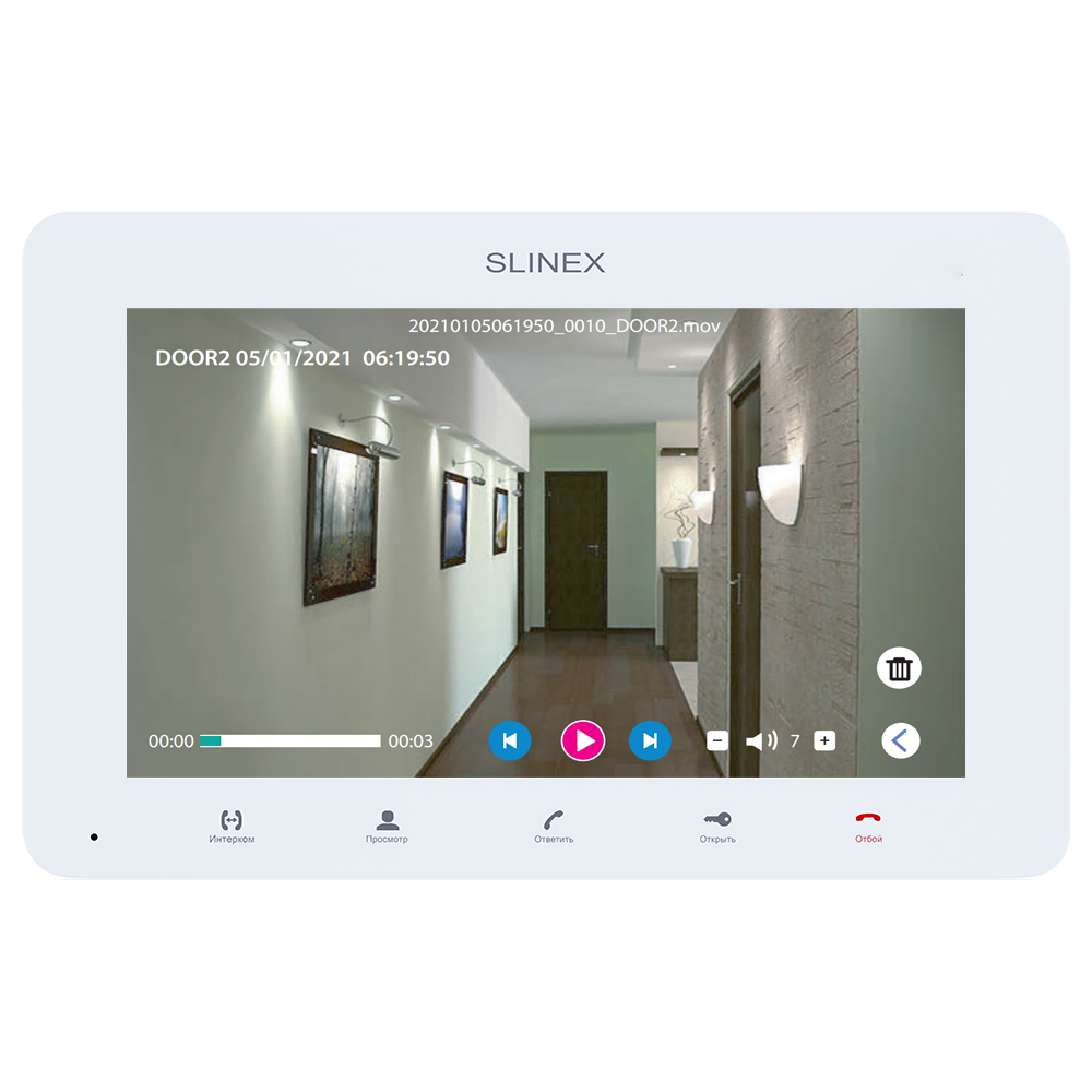 Монитор видеодомофона Slinex SM-07N Cloud (белый) с WiFi / детектор движения
