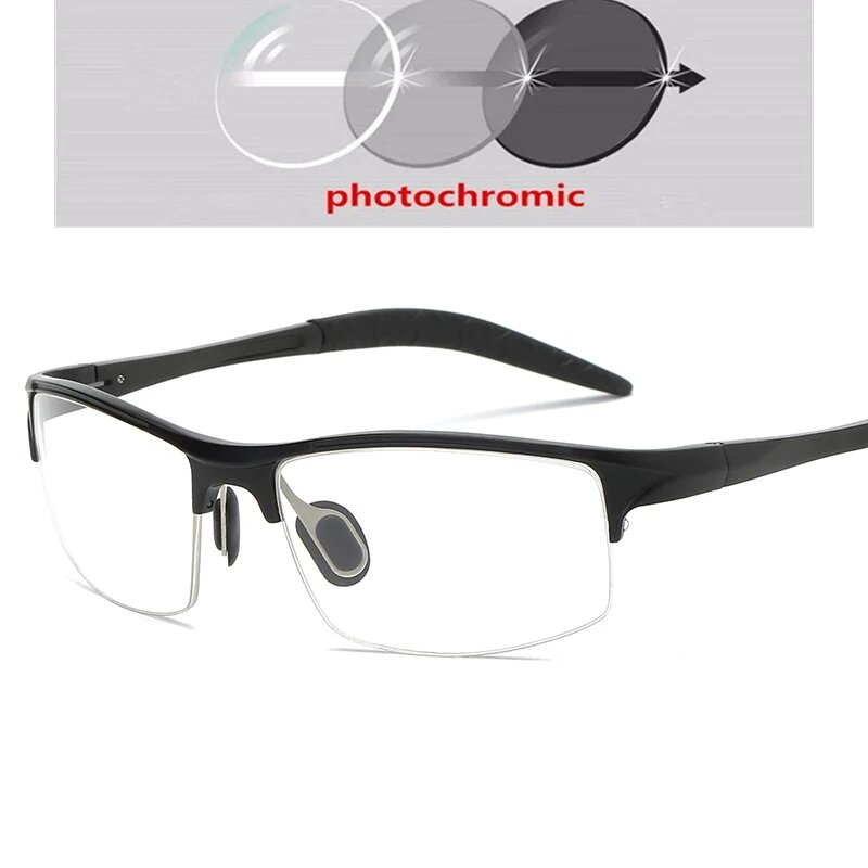 Фотохромные полурамные очки GSjiaxin серые, Custom Prescription