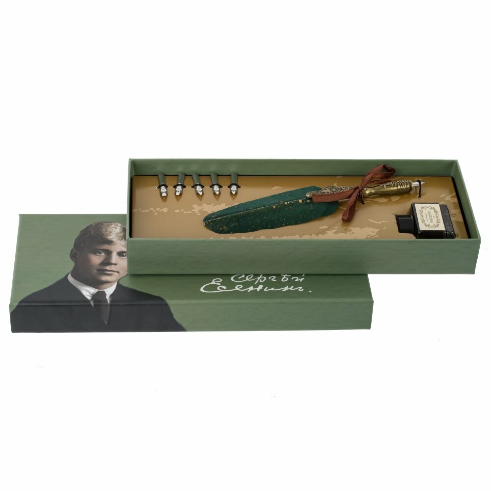 Набор подарочный: ручка перьевая, 5 наконечников, чернильница, 28х11,5х4 см KSM-817073