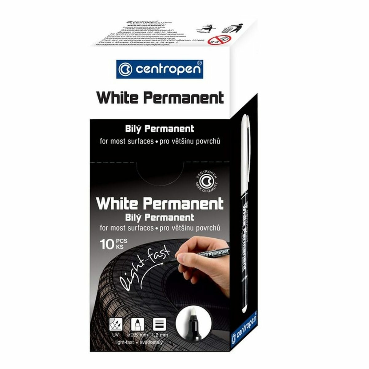 Маркер перманентный Centropen 2686 (1.2мм, круглый наконечник, белый) (2686/1), 10шт.