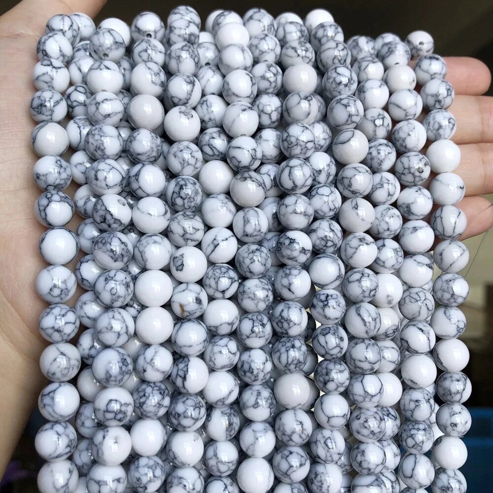 Бусины Howlite серебряного цвета 6 мм (61 шт.)