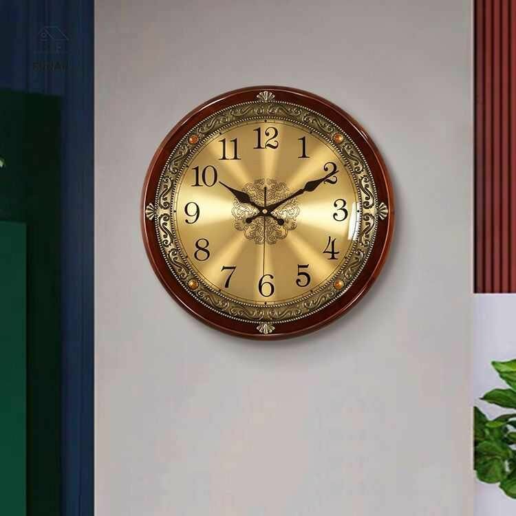 Hy Винтажные металлические настенные часы, изысканные бесшумные настенные часы, диаметр 40 см