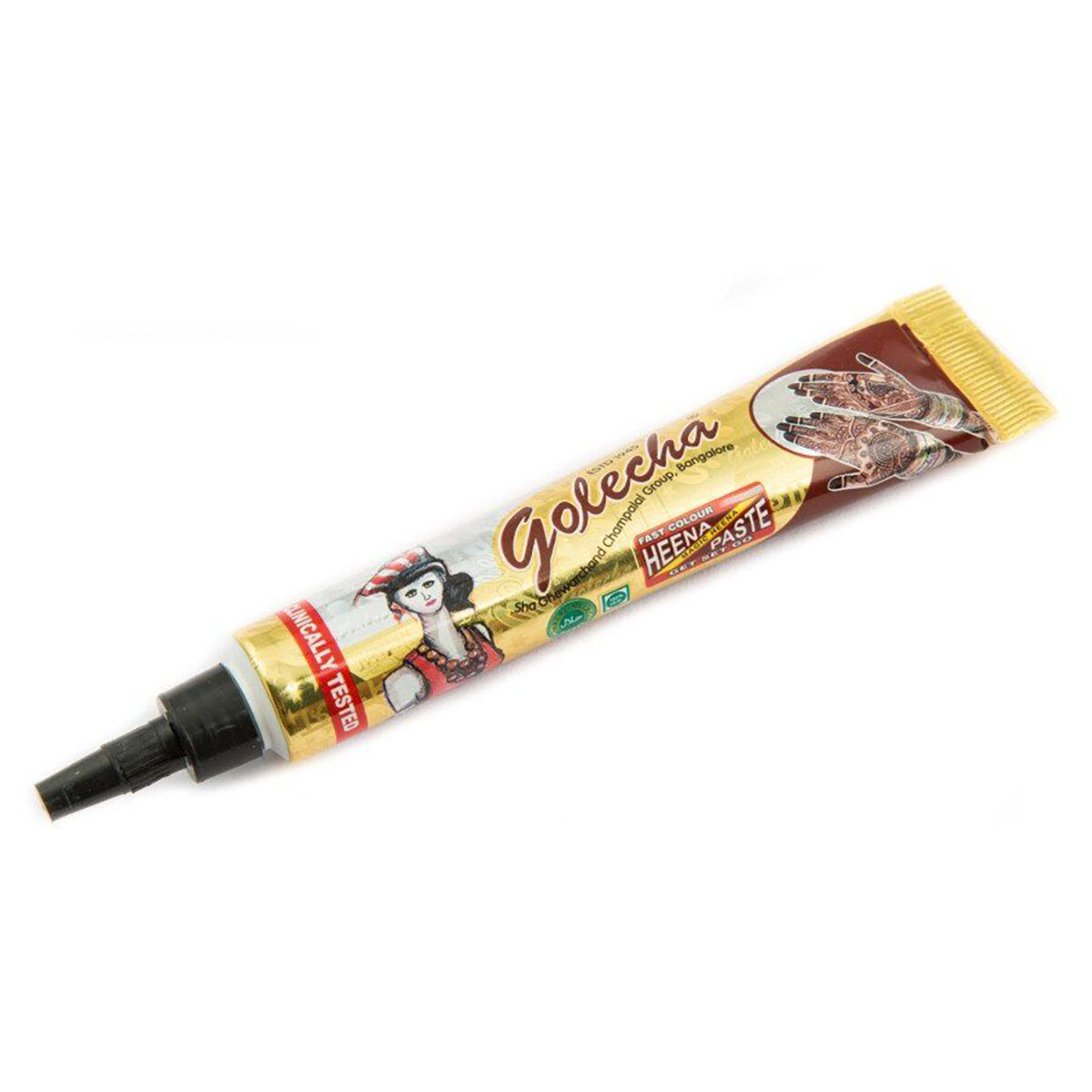 Golecha Хна в тубе GH05-IL45 черная, диаметр тубы 2.9 см, общая длина 14.6 см, дизайн на коже