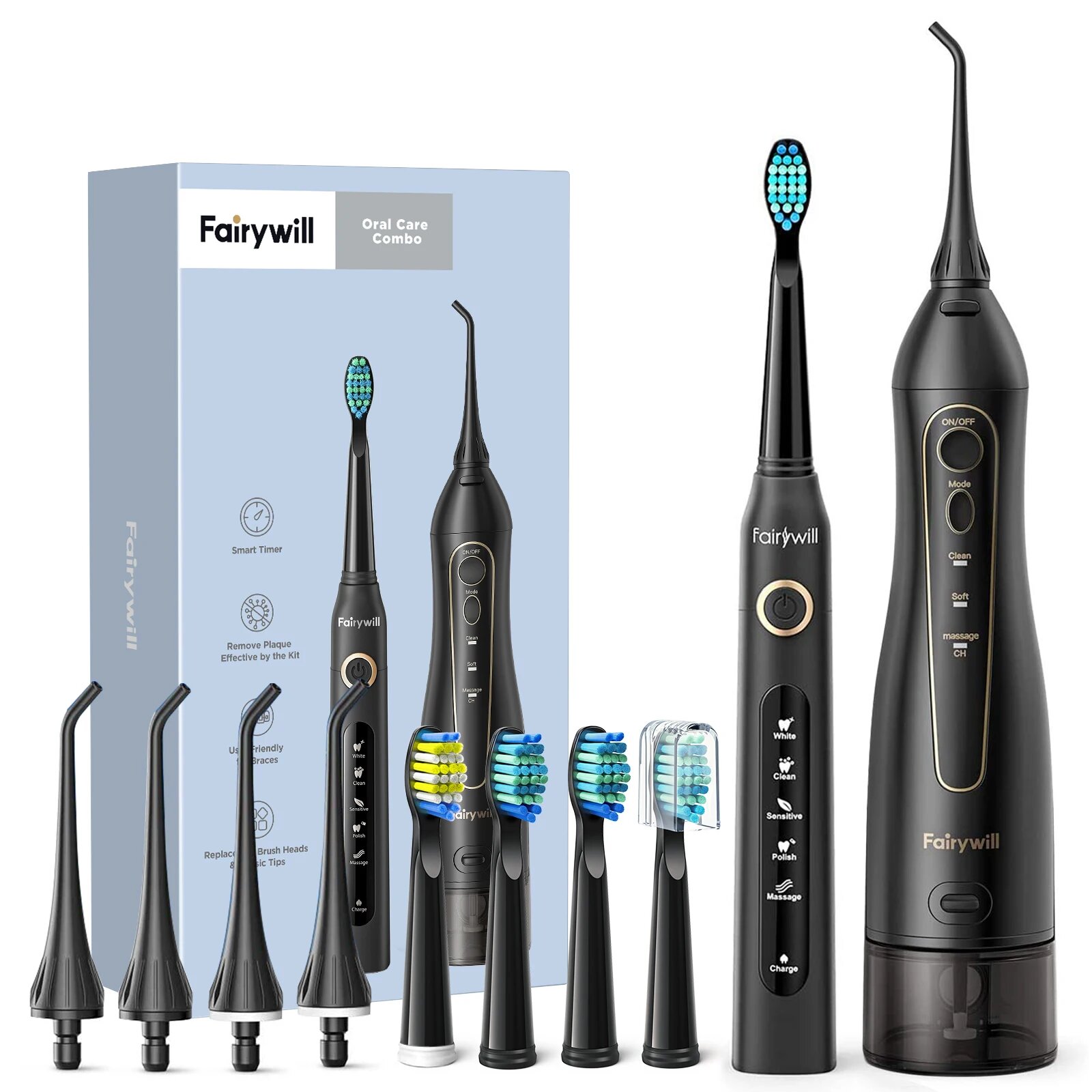 Fairywill ирригатор для полости рта 300 мл 3 режима Черный, 5020E-507