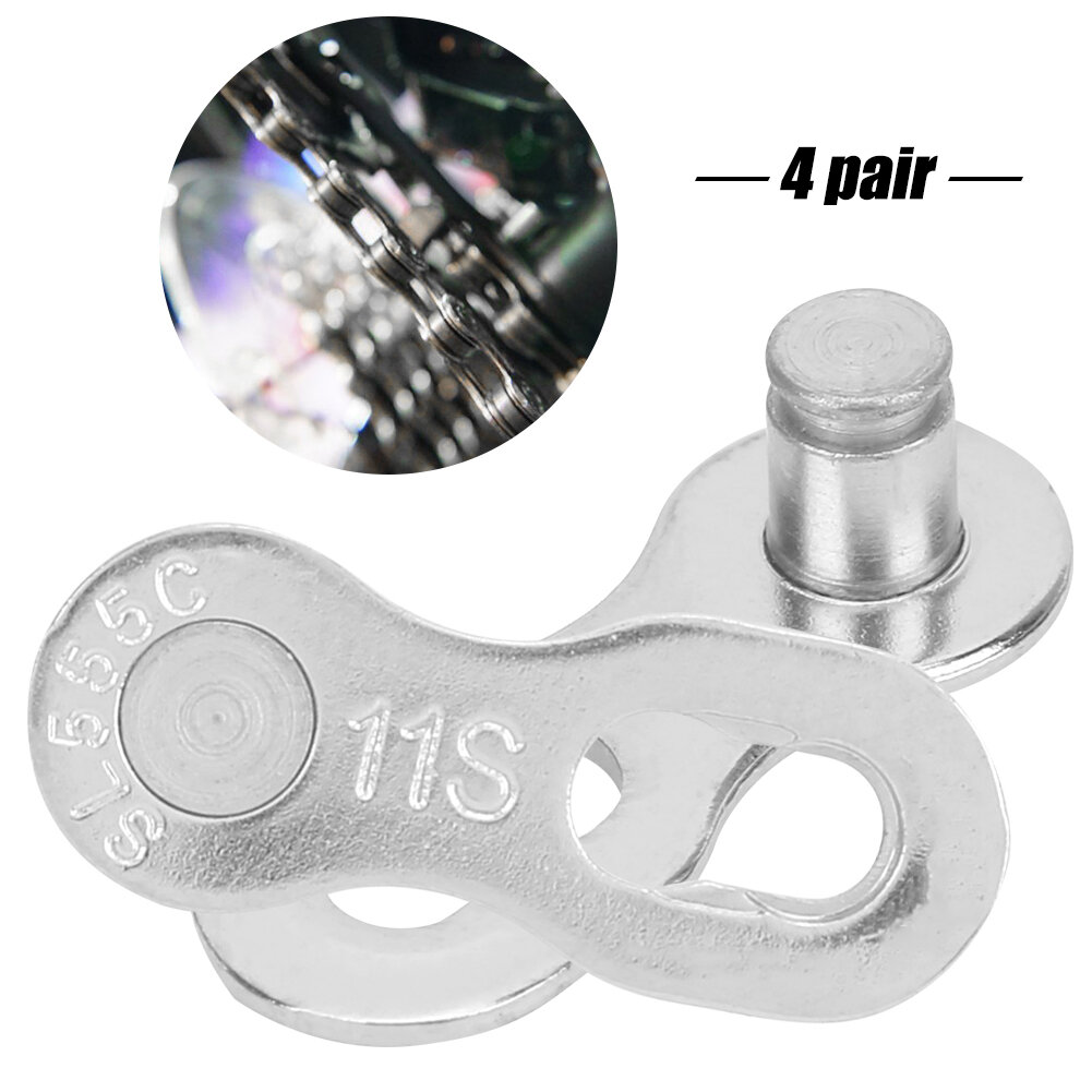 4 пары стальных велосипедных велосипедов, 11 скоростей, недостающее звено цепи, соединительные детали, аксессуары для велосипеда, серебро