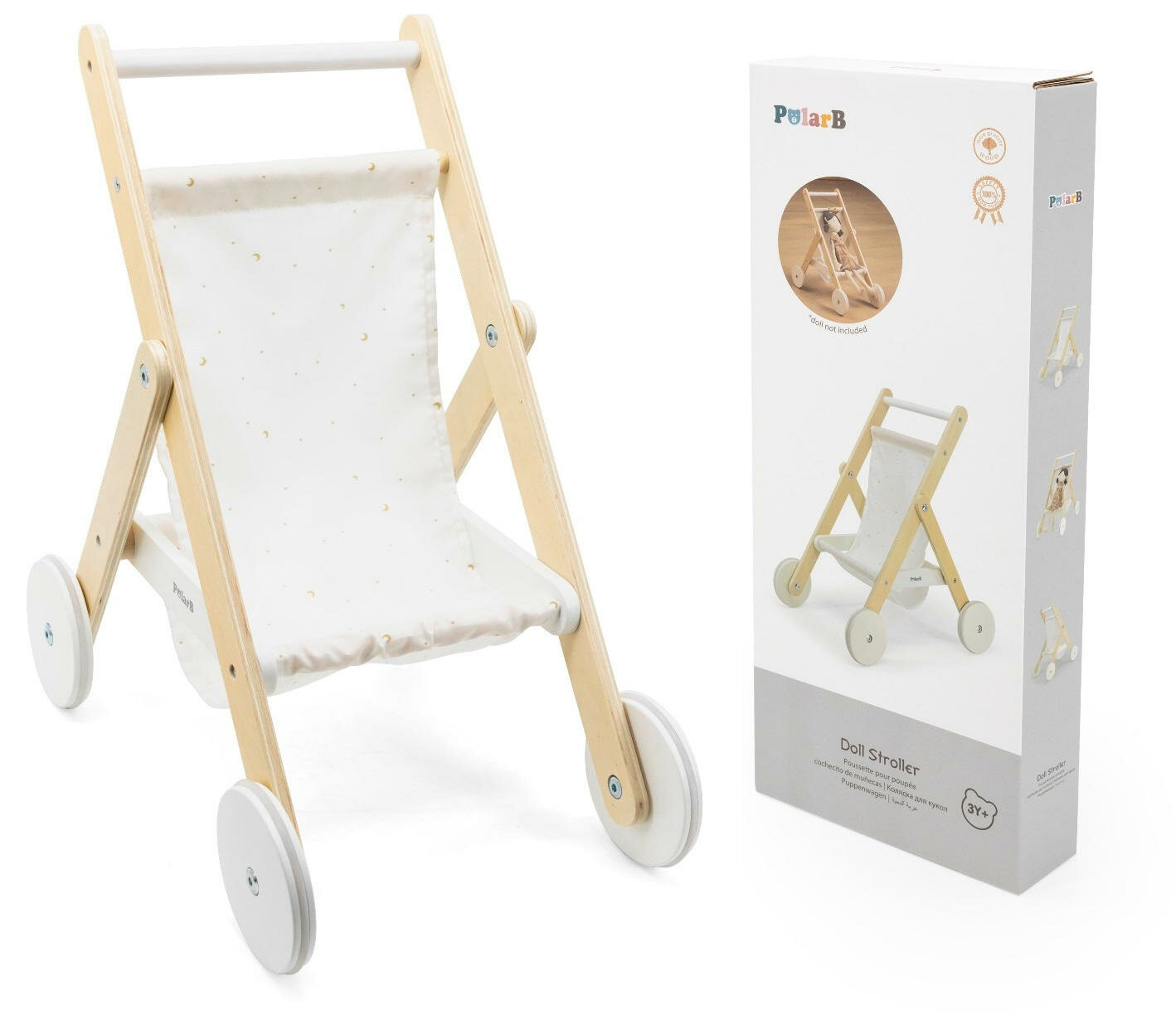 Коляска 37х25х41см для куклы (до 38см) "Месяц и звезды" в