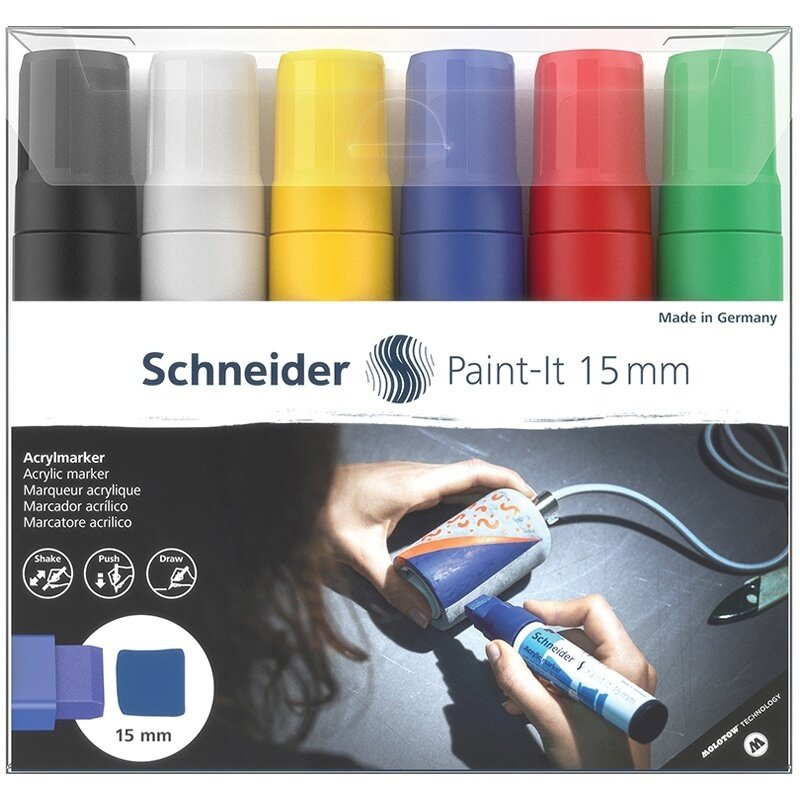 Набор акриловых маркеров Schneider "Paint-it 330", 15 мм, ассорти, 6 шт (120396)