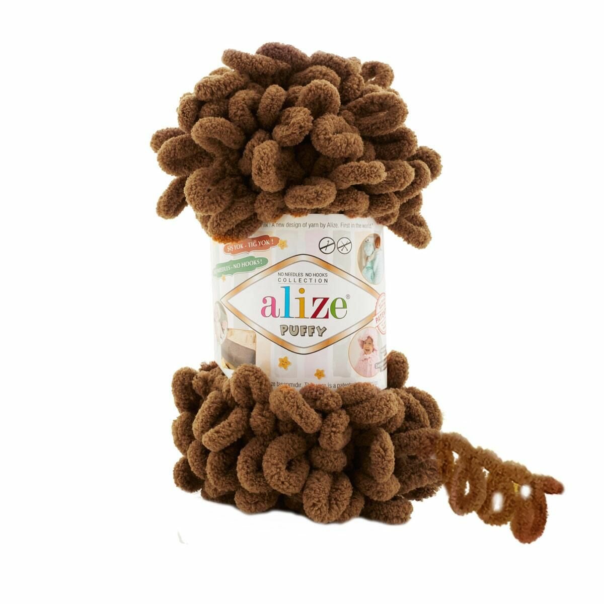Пряжа ALIZE "Puffy", 100 г 9 м, 100% микрополиэстер, 321 Кофе Мокка, 5 шт
