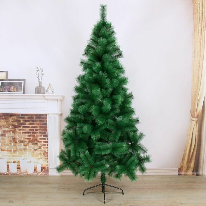 Искусственный кедр Зимнее волшебство Зеленый, 210 см, диаметр нижнего яруса 120 см, 373 ветки, металлическая подставка