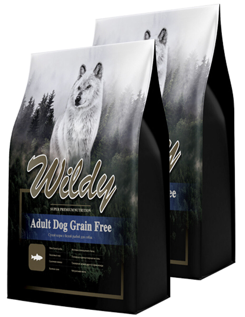 WILDY ADULT DOG GRAIN FREE беззерновой для взрослых собак с белой рыбой (1 + 1 кг)