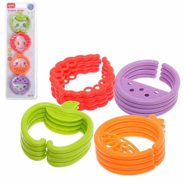 Развивающая игрушка КНР цепочка для зубов, "Фруктовые колечки", разноцветная (HE8047)