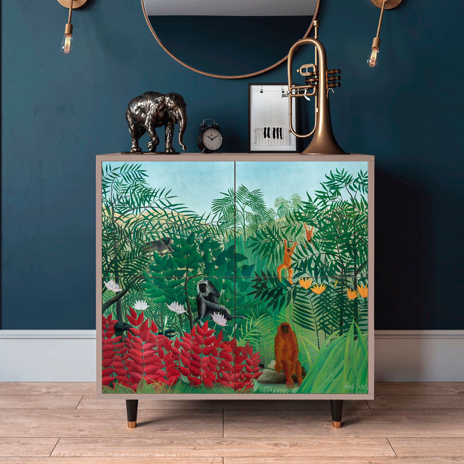 Комод - STORYZ - BS3 Jungles in Paris by Henri Rousseau , Размер - 94 x 96 x 48 см, Цвет корпуса - Бежевый