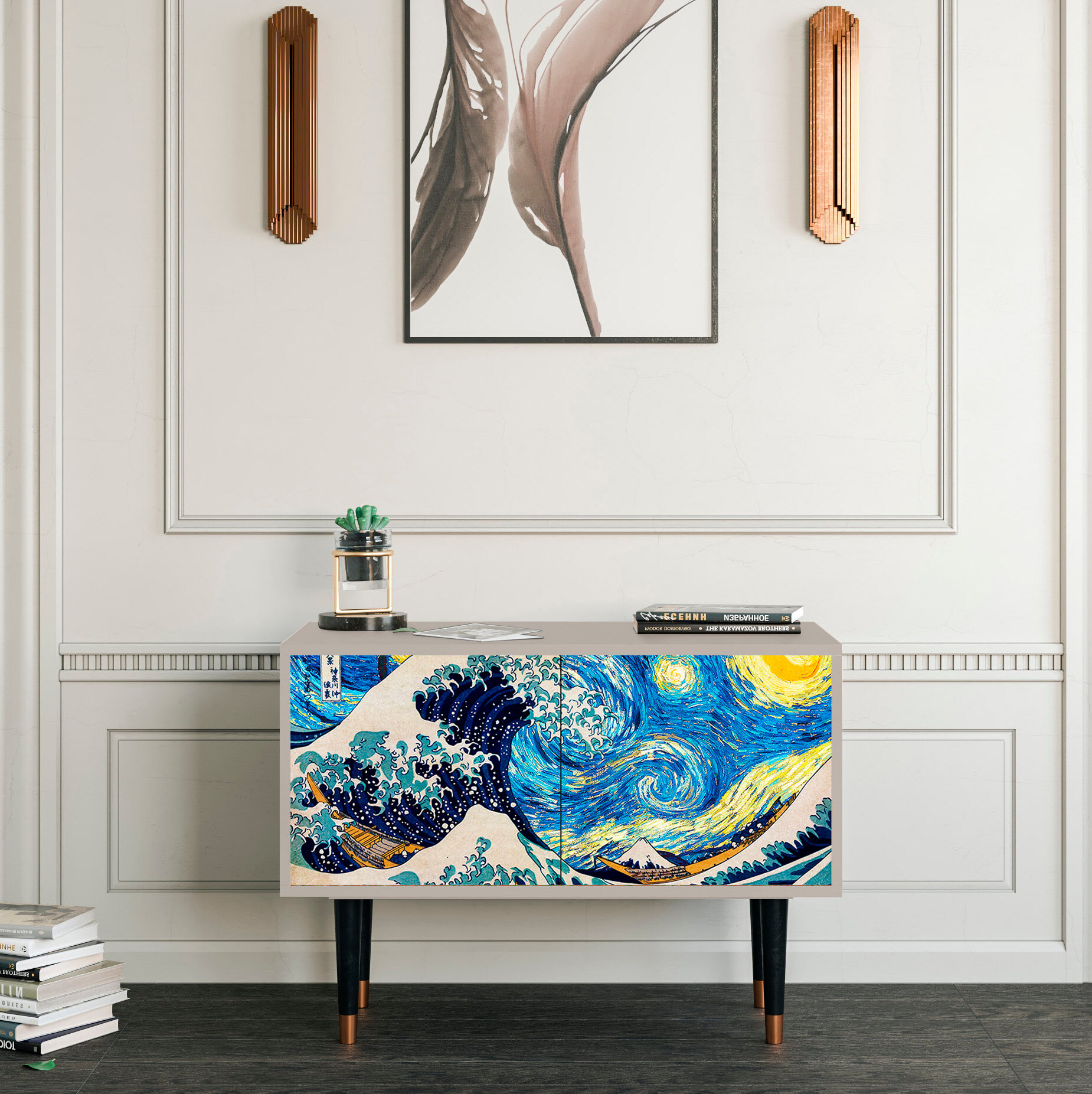 Комод - STORYZ - S1 The Great Wave off Kanagawa by Hokusai, Размер - 94 x 69 x 48 см, Цвет корпуса - , Сатин