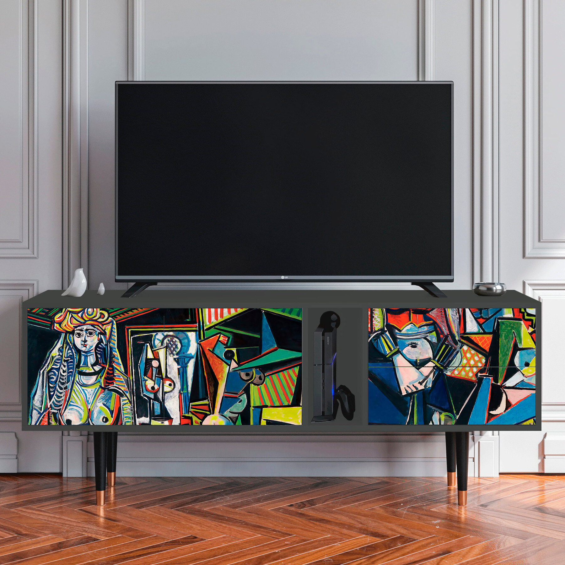 ТВ-Тумба - STORYZ - T1 Women of Algiers by Pablo Picasso, Размер - 170 x 69 x 48 см, Цвет корпуса - , Антрацит