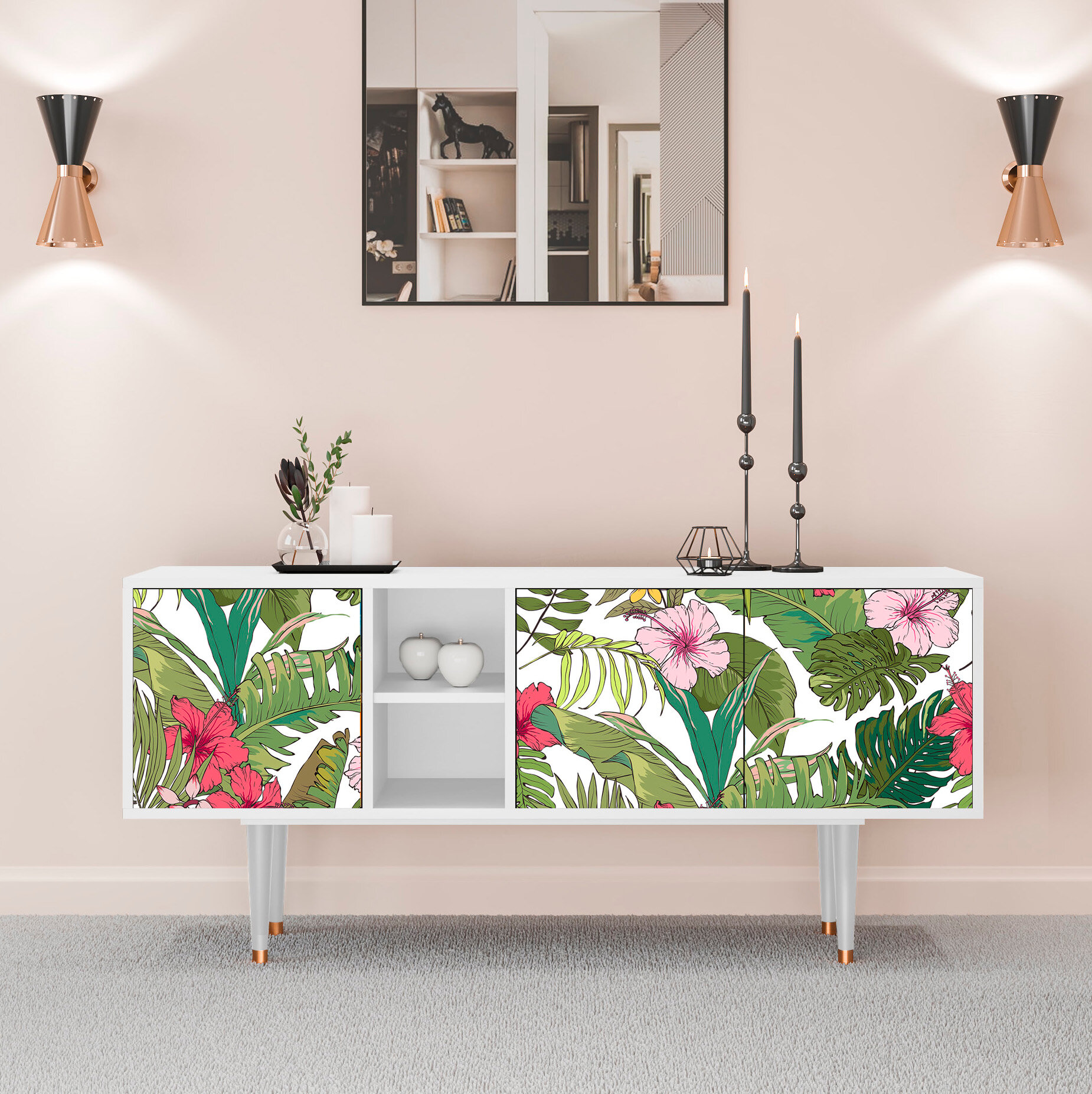 ТВ-Тумба - STORYZ - T5 Verdant Tropics, Размер - 150 x 69 x 41 см, Цвет корпуса - , Белый