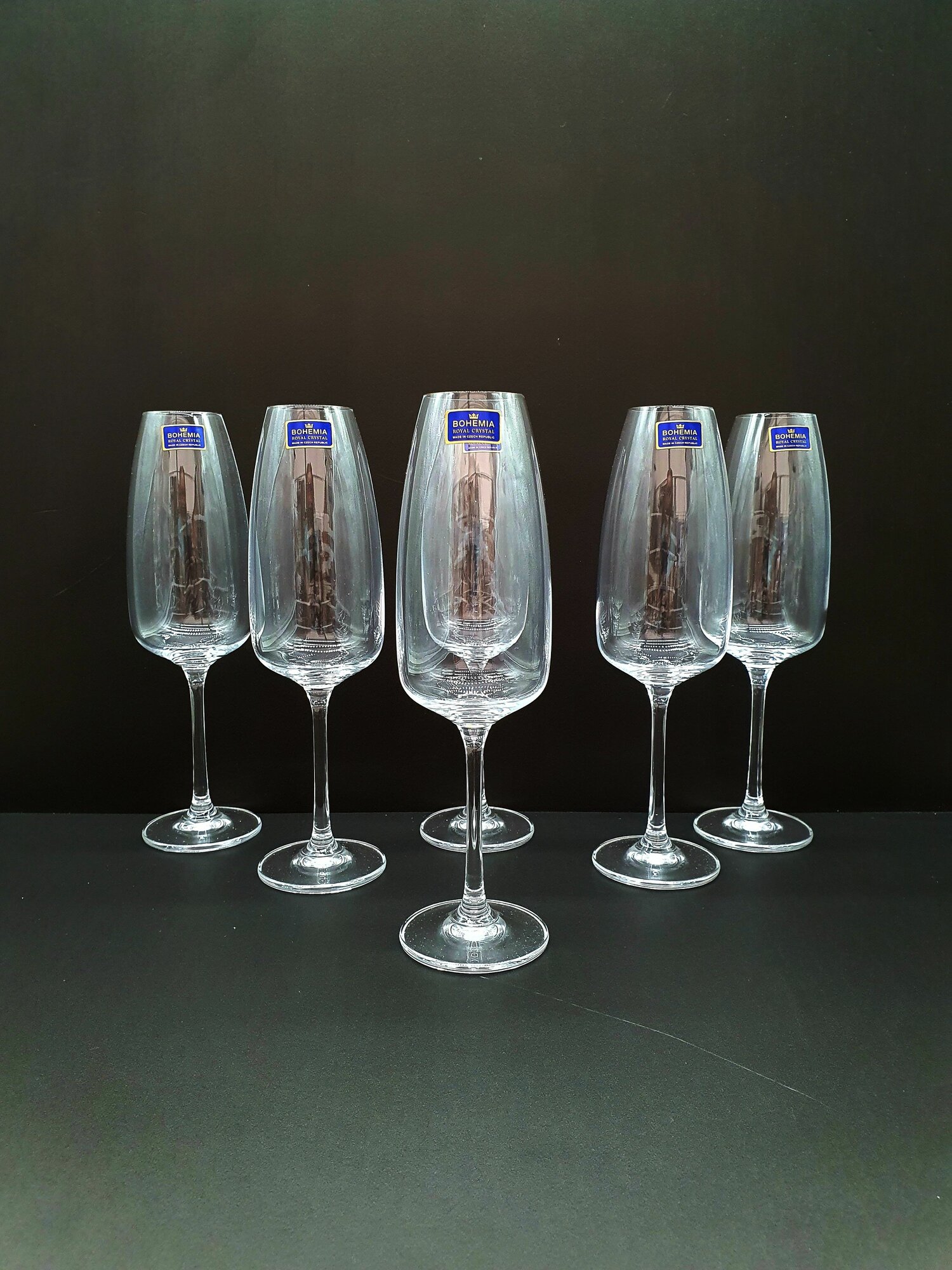 Набор бокалов для шампанского 6 штук "Fascino" (хрустальное стекло). 290ml. H-23.5см. В подарочной коробке.