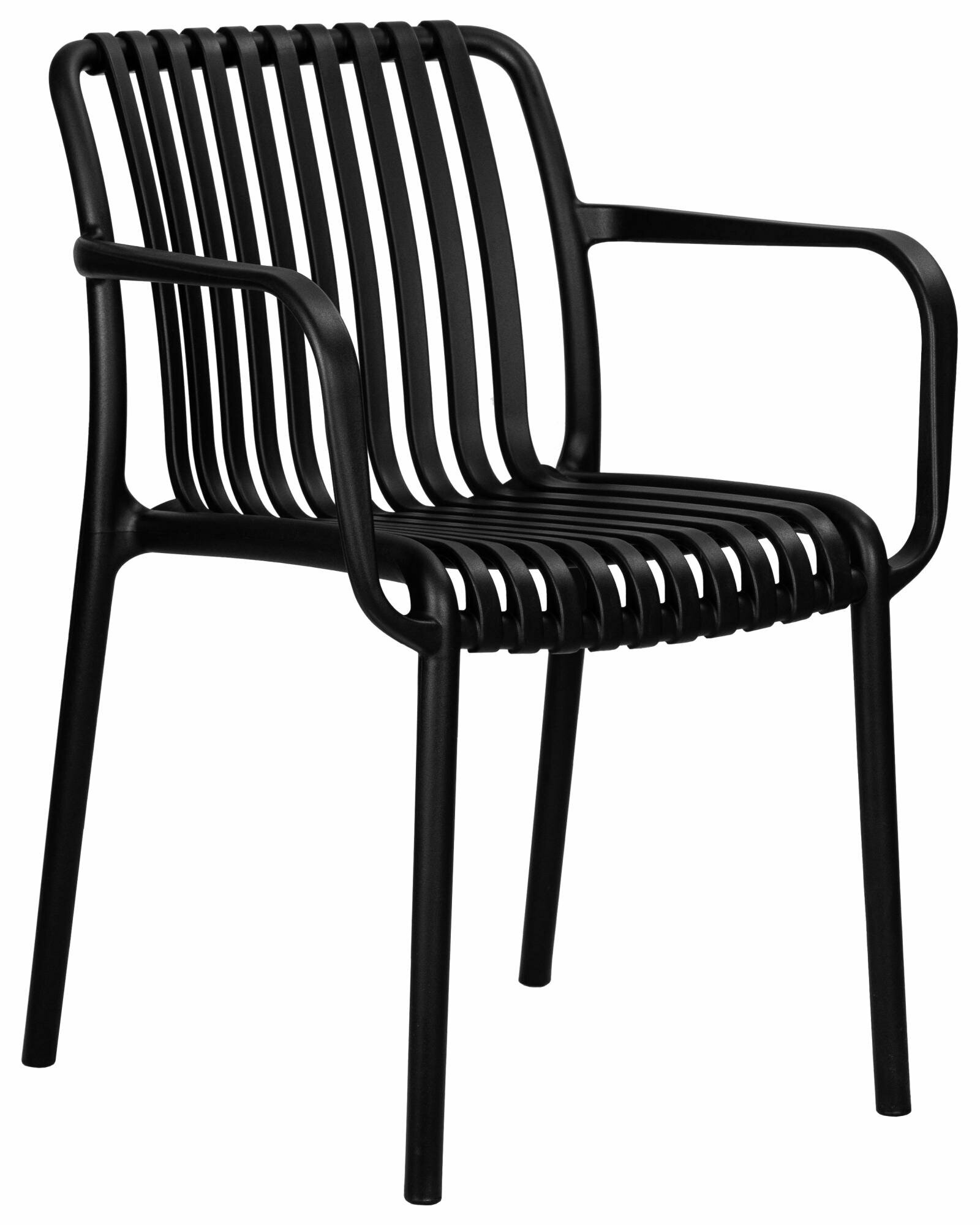 Стул WALTER ARM STOOL MARKET черный, пластик, твердое сиденье, с подлокотниками