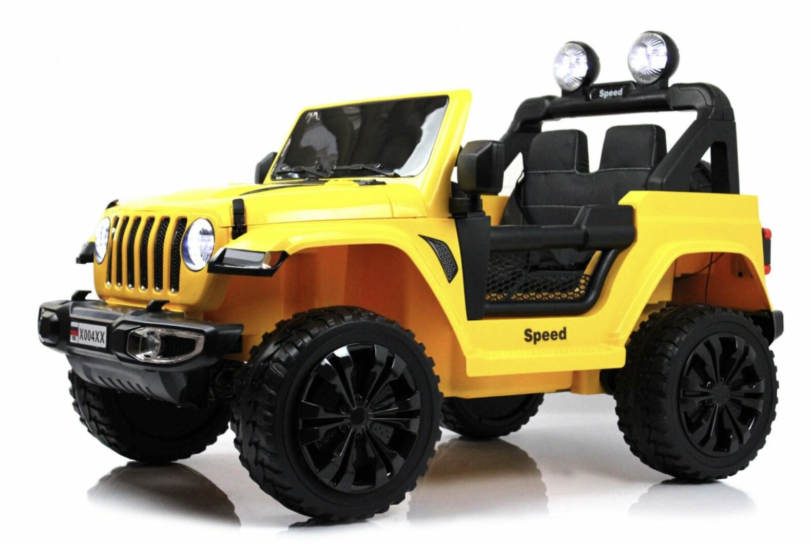 Детский электромобиль RiverToys X004XX с дистанционным управлением, полноприводный, одноместный желтый
