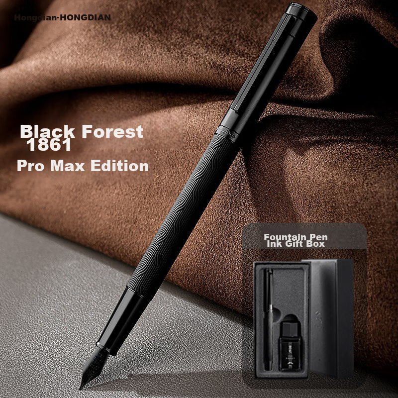 [Back to School Gift] HongDian Fountain Pen, High-End Black Forest Promax Business F Nib 0.5mm Signature Pen, Ink Gift Box Set, Birthday Gift for Men And Women