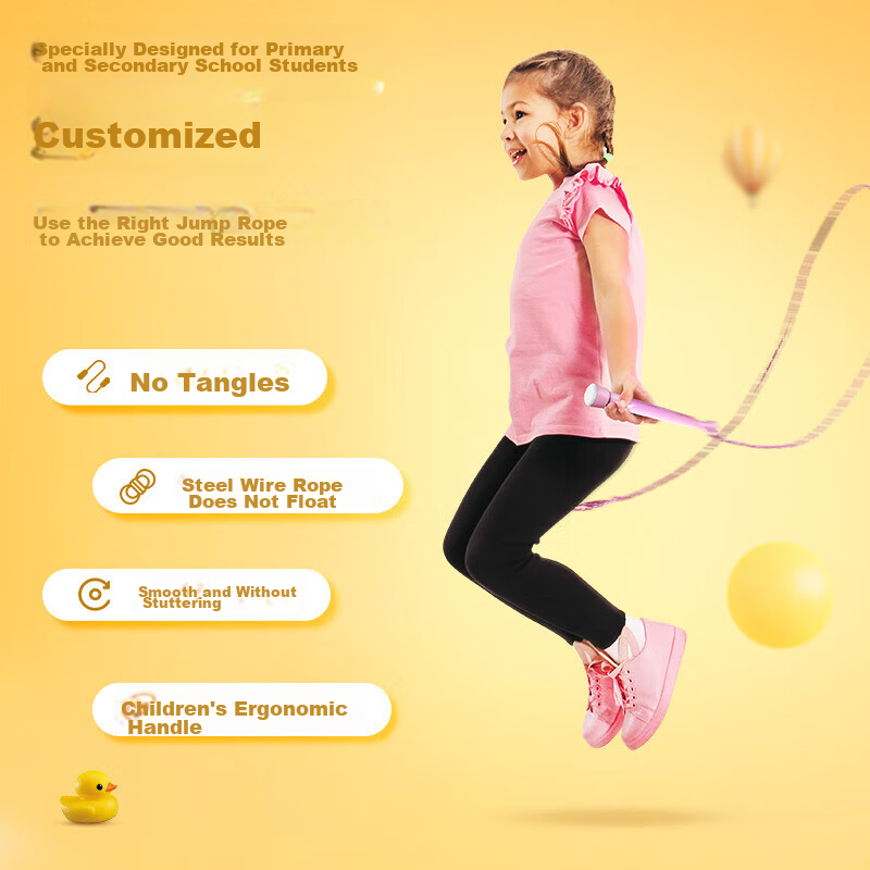 Li-Ning Jump Rope for Children, Middle School Entrance Exam Special Steel Wire Rope, Speed Jumping Rope for Primary School Students, Kindergarten, Professional Fitness Exercise Skipping Rope