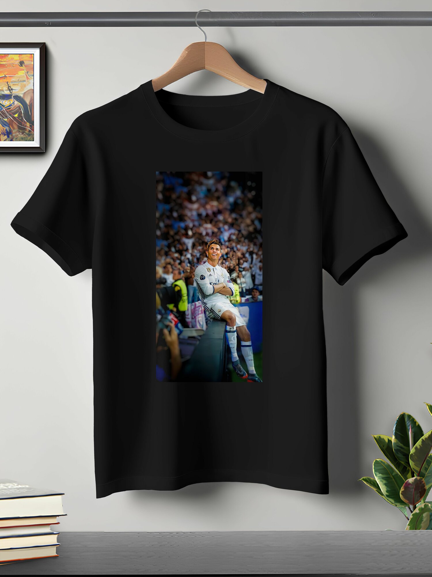 Футболка  Детская ONEQ 164 (14-15) размер с принтом Cristiano Ronaldo, черная