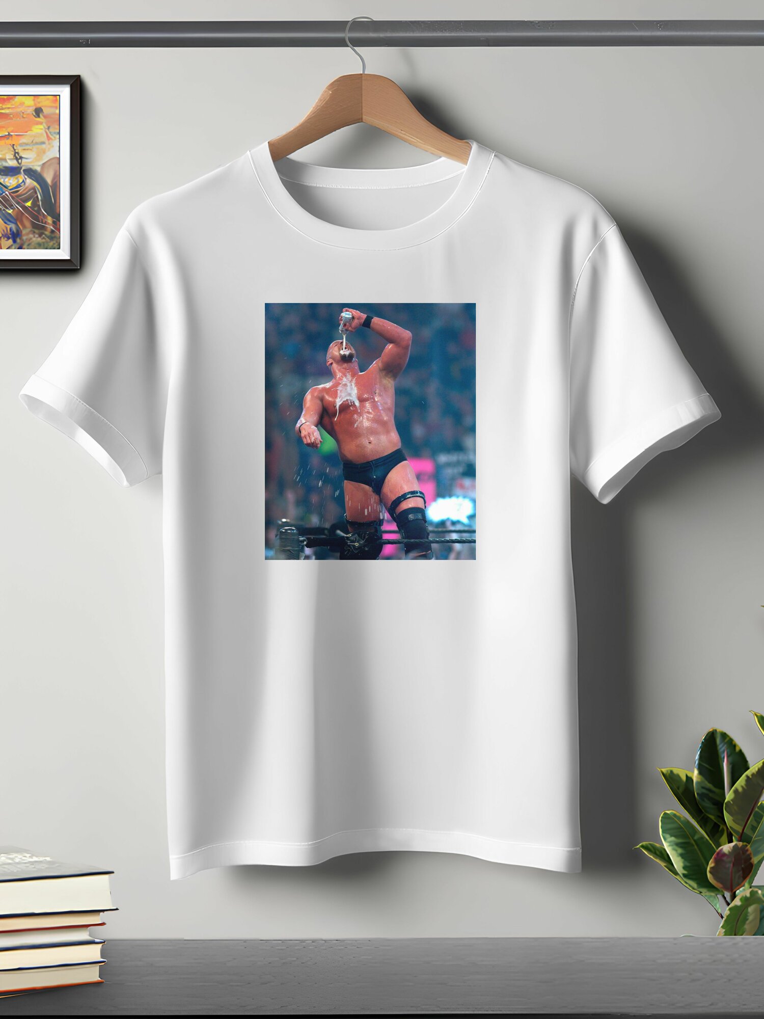 Футболка  Детская ONEQ 140 (10-11) размер с принтом Стив Остин, белая