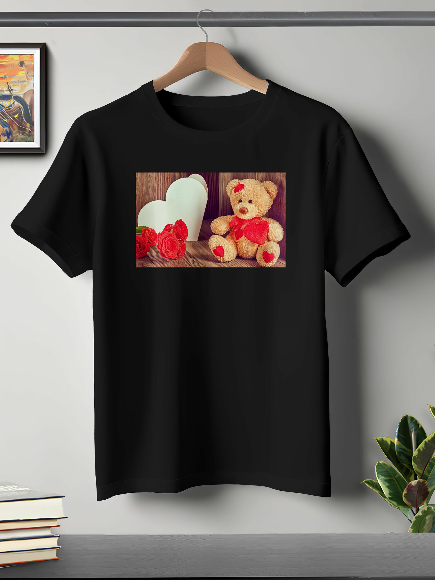 Футболка  Детская ONEQ 164 (14-15) размер с принтом День Святого Валентина, черная