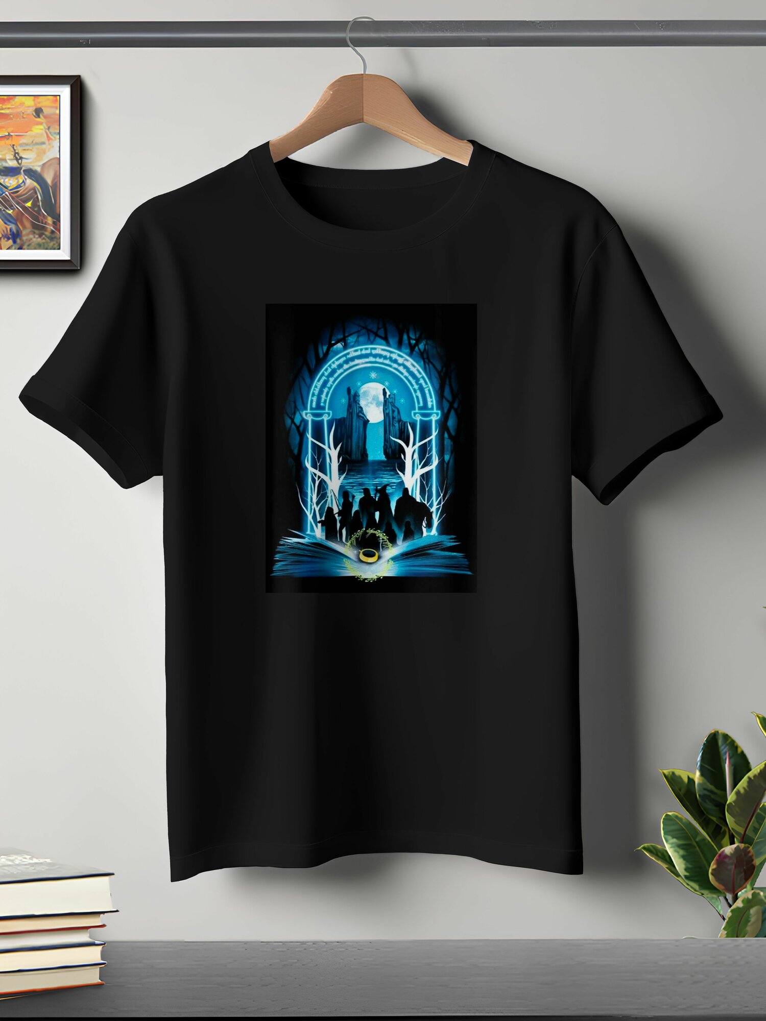 Футболка ONEQ унисекс 40-42 (XXS) размер с принтом Властелин колец, черная