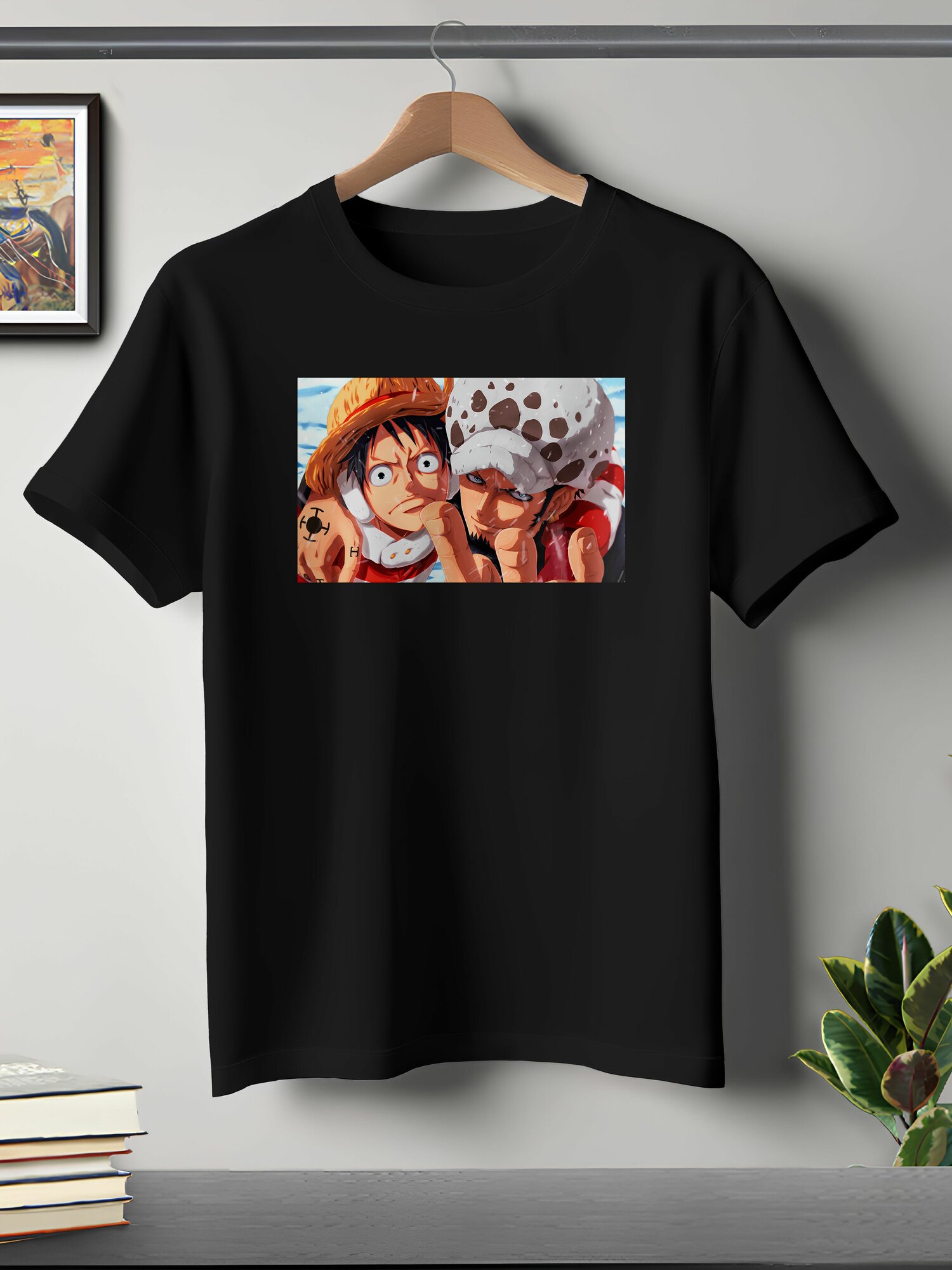 Футболка ONEQ унисекс 52-54 (XXL) размер с принтом One Piece, черная