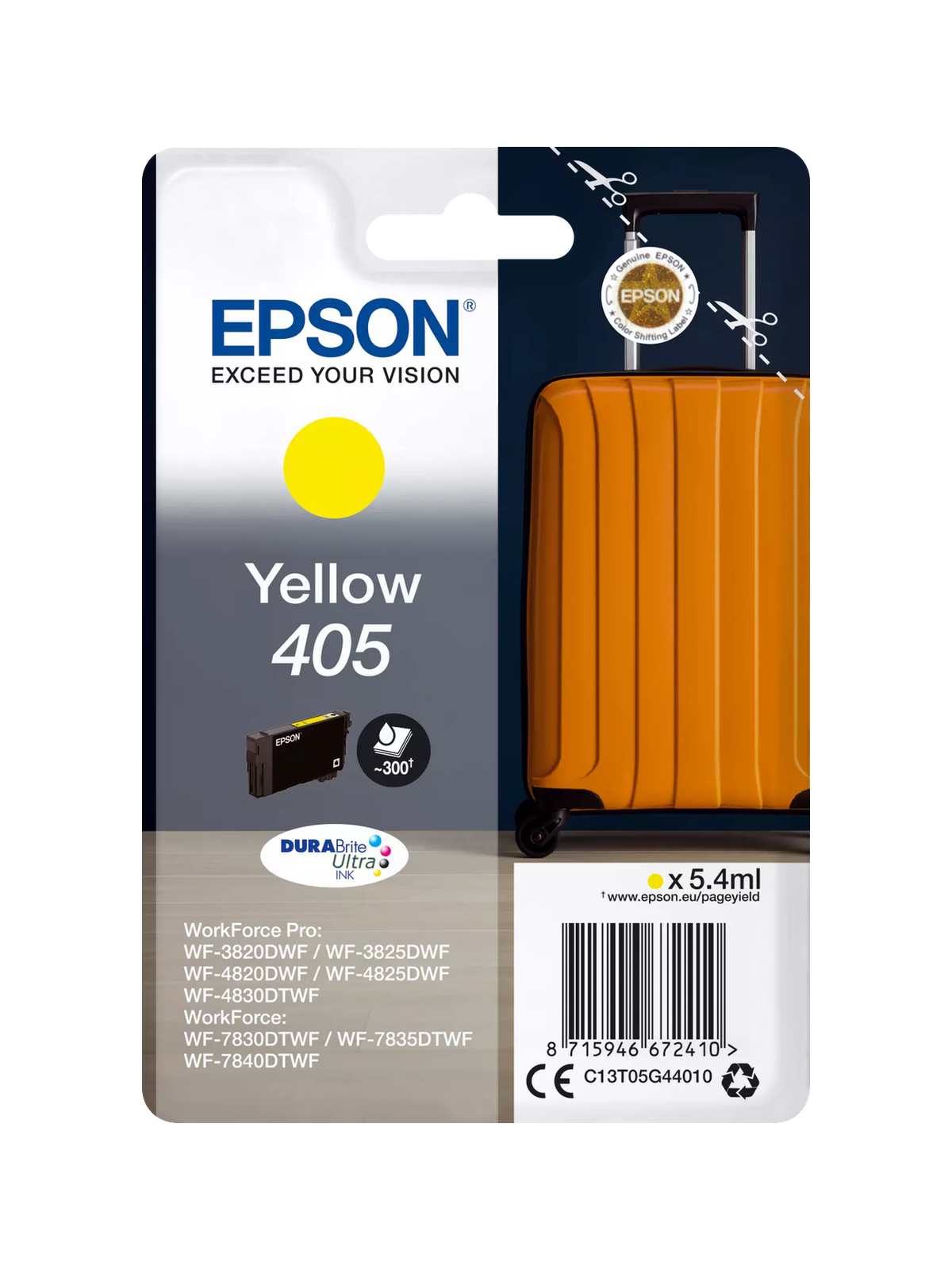 Картридж Epson 405 (Yellow) для принтеров Epson, желтый, C13T05G44010