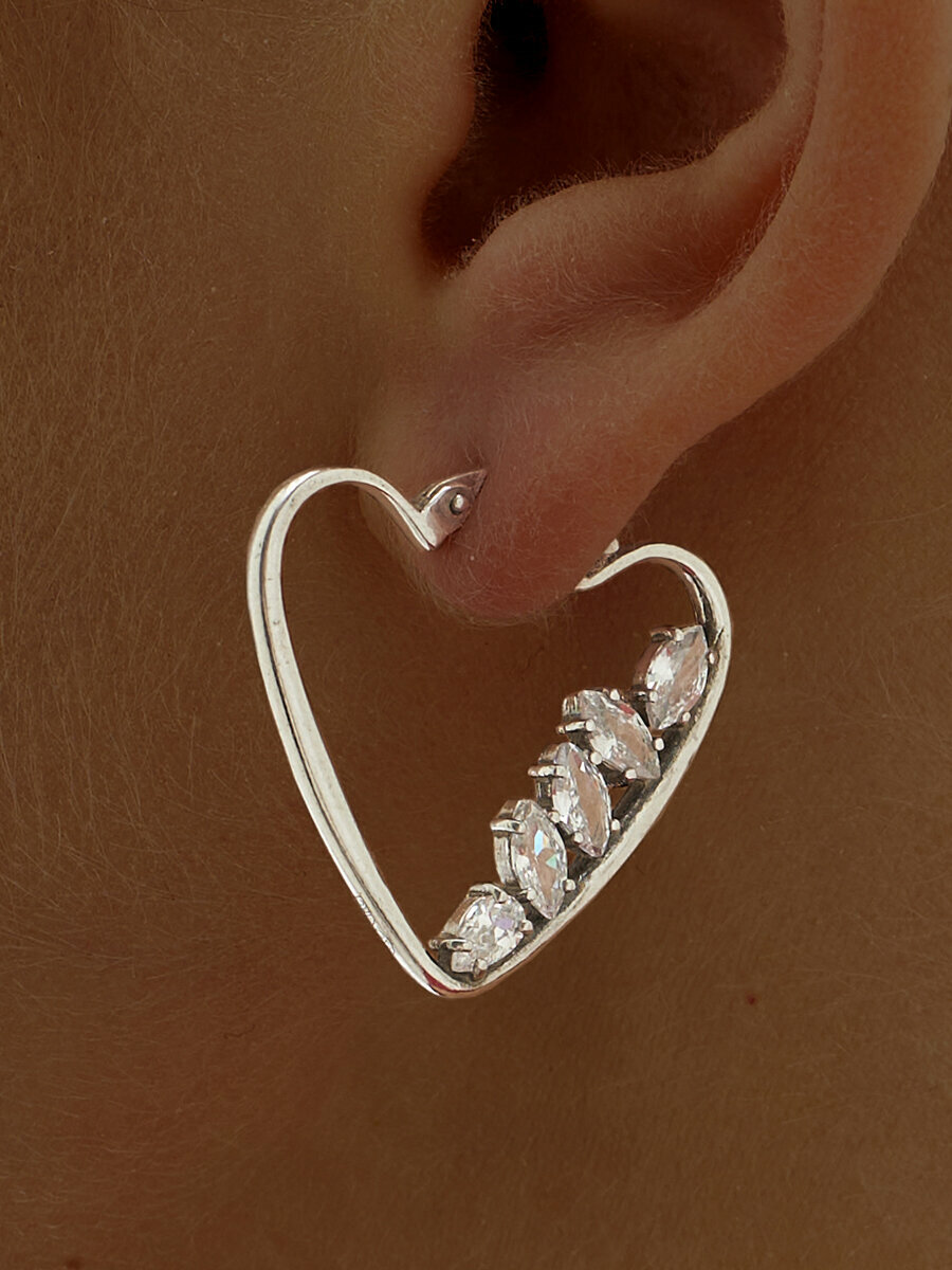 Серьги, серебро, 925 проба, родирование, фианит