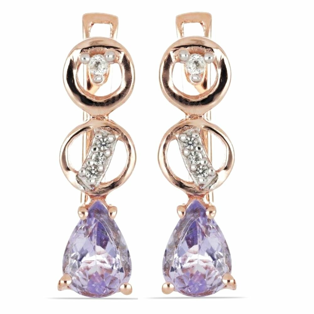 Серьги, серебро, 925 проба, танзанит