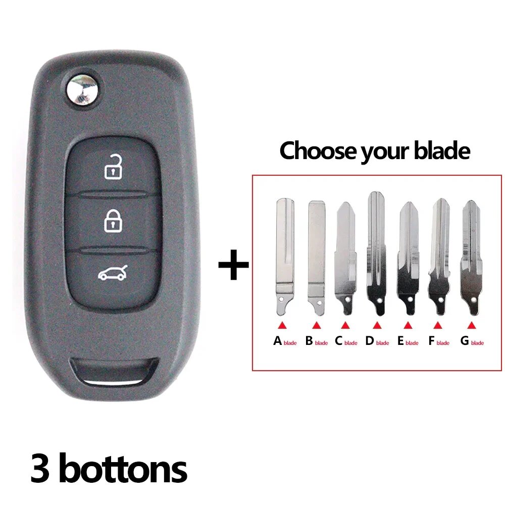 2 3 кнопки автомобильный брелок для ключей, оболочка для Renault Megane 3 Logan 2 Kadjar Captur Dacia Duster Symbol Kaptur, складной ключ A blade, 3 bottons