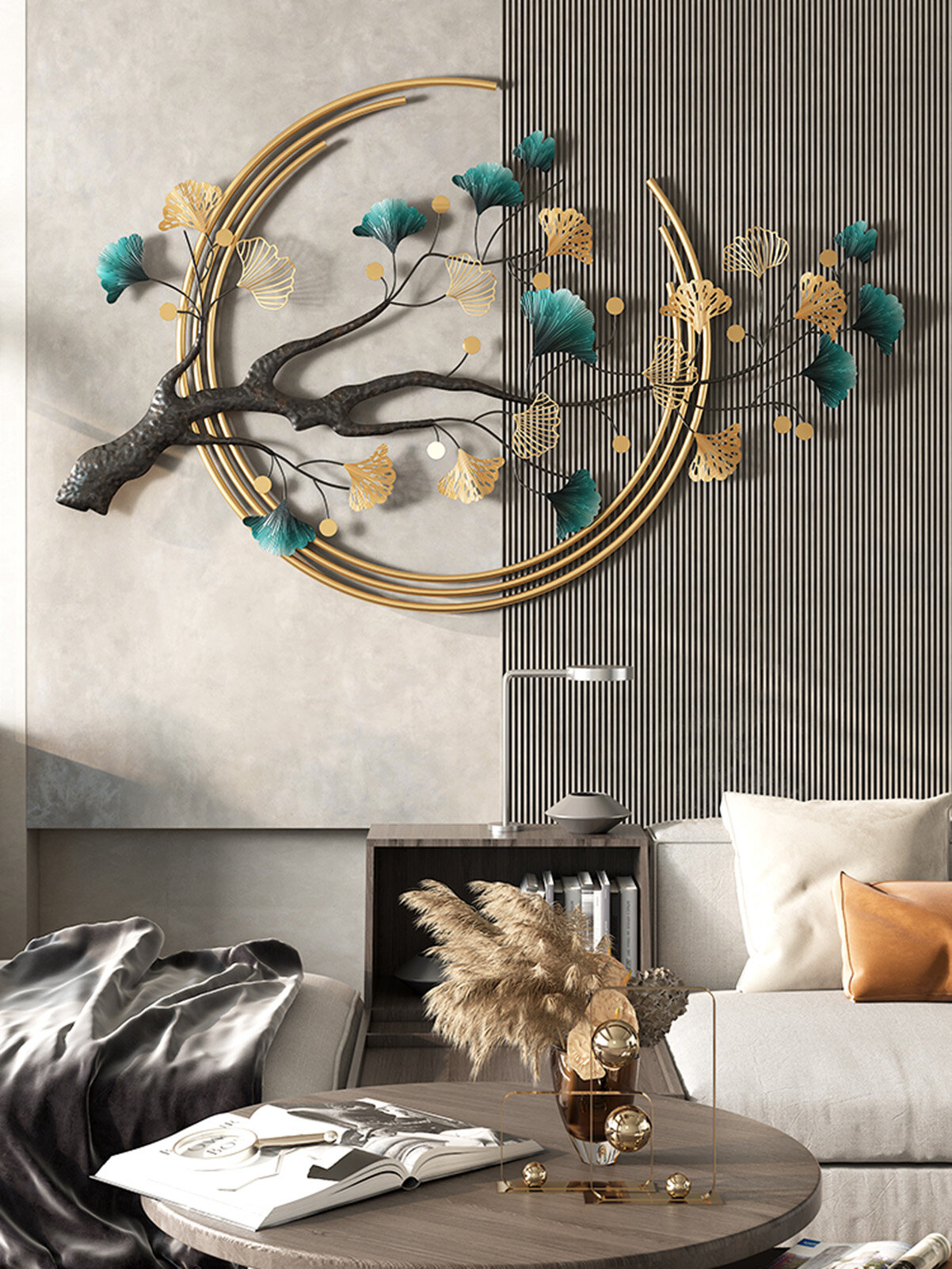 Панно декоративное из металлическое на стену, декор на стену для интерьера Арт-Деко, 110x68см