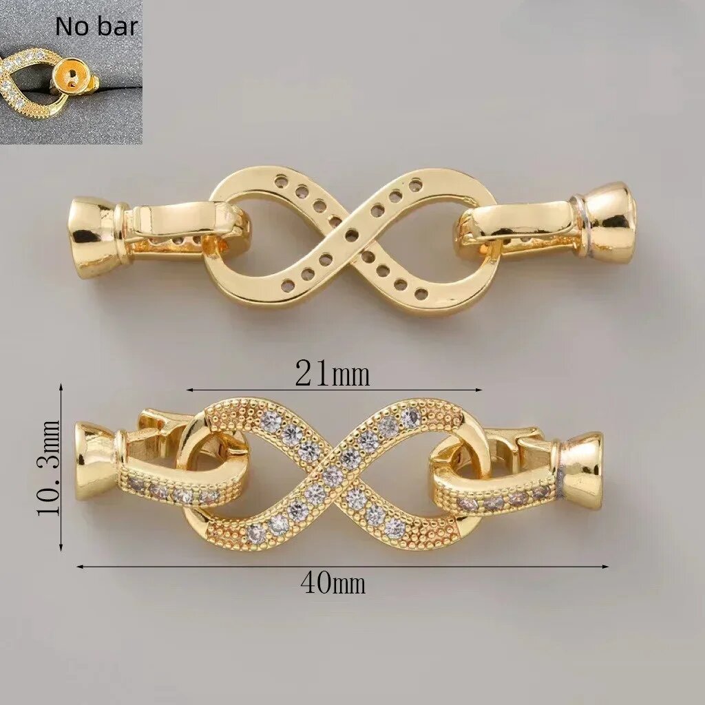 Соединитель для изготовления ювелирных изделий своими руками, 18-каратное позолоченное латунь, цирконий, жемчужная застежка, крепежный замок, ожерелье ручной работы, аксессуары для браслета