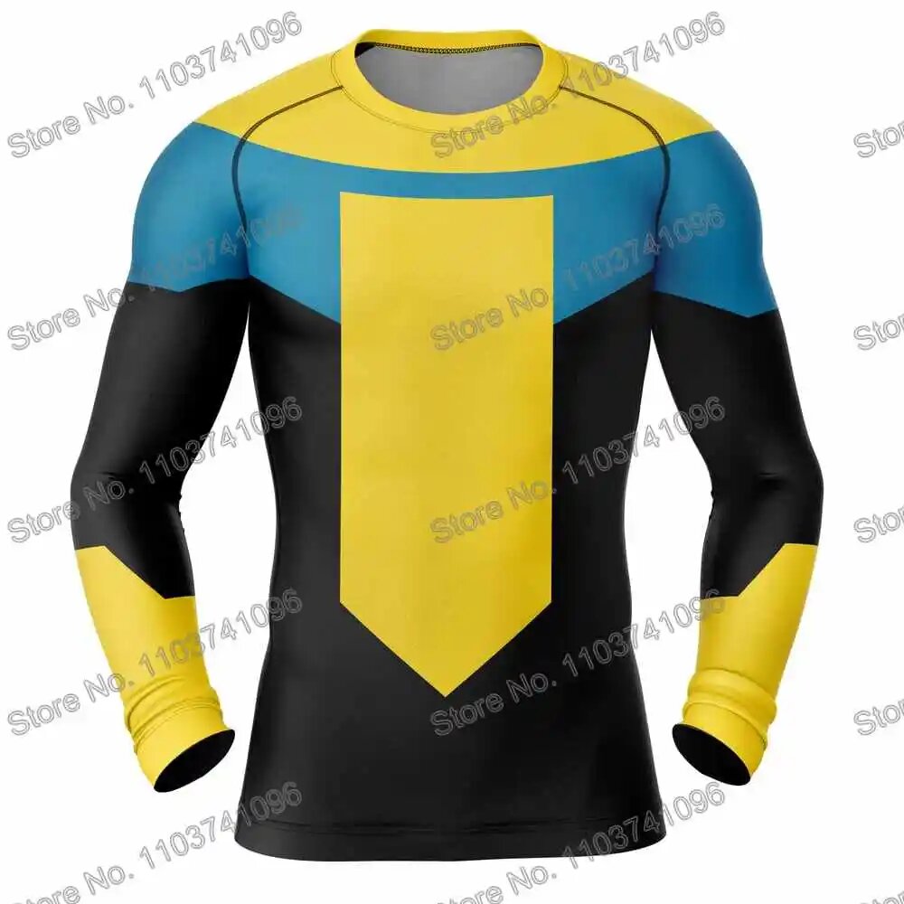Rash Guard Invincible, черный, желтый, синий, размер M