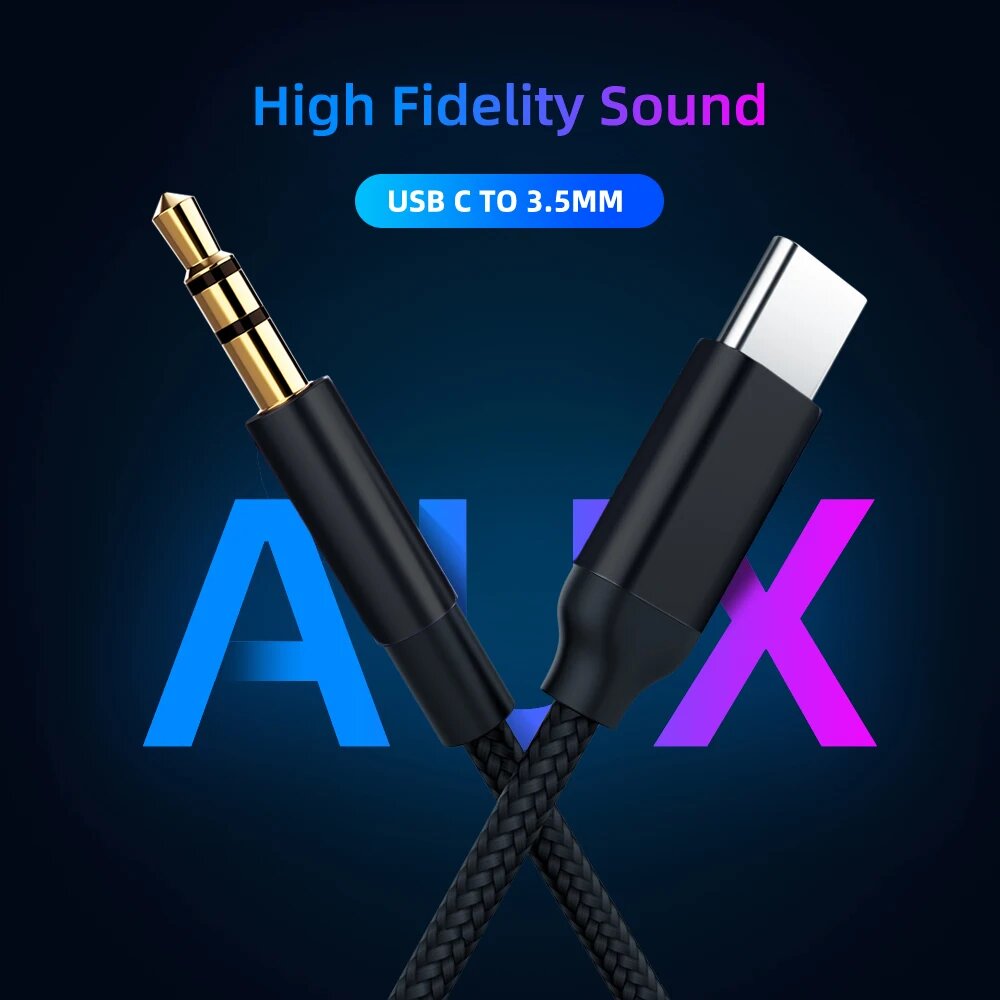 NNBILI Кабель USB C - 3,5 мм AUX Golden TPE — фото 1